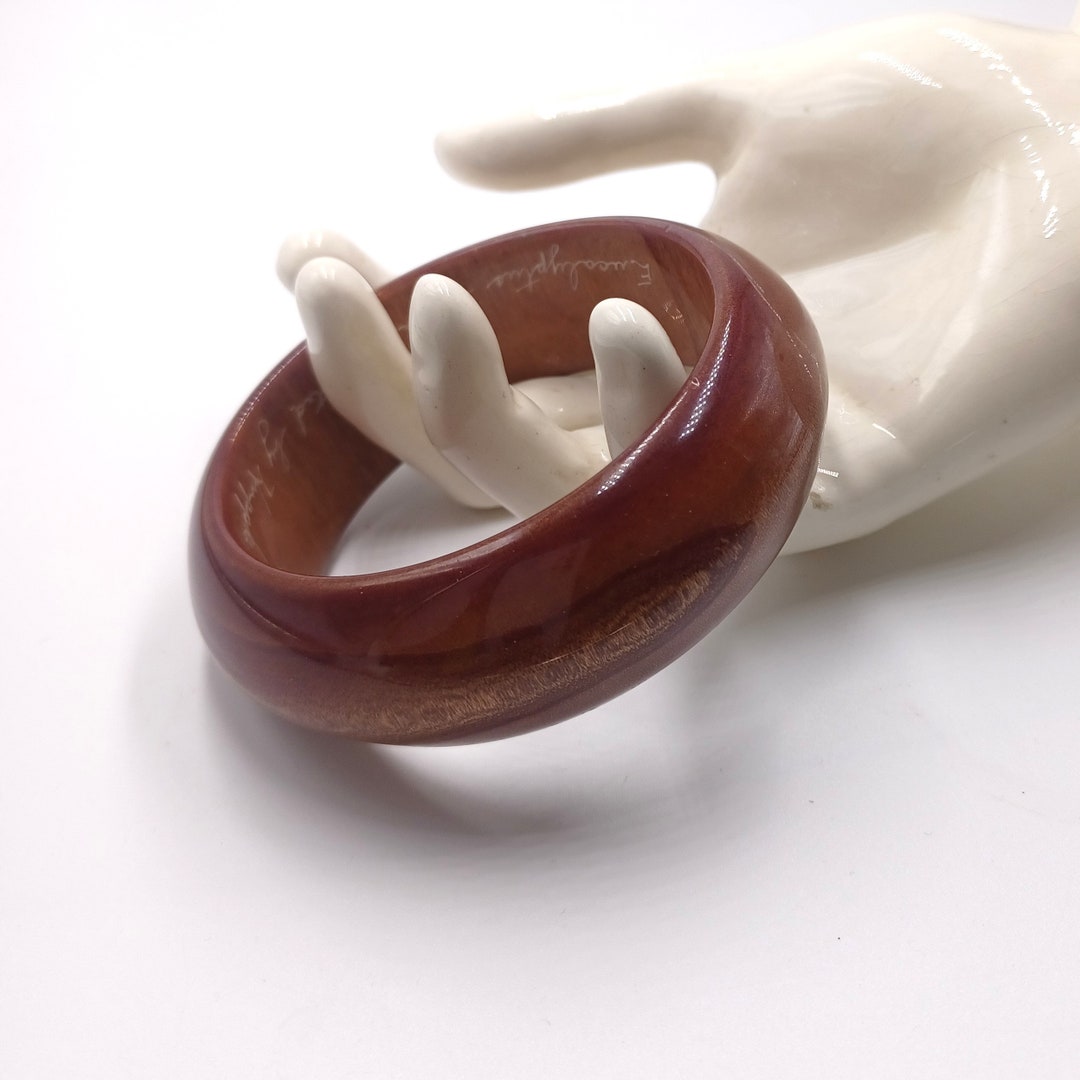 Vintage Signed Huppke Chunky Eucalyptus Wooden Bangle Bracelet - Etsy