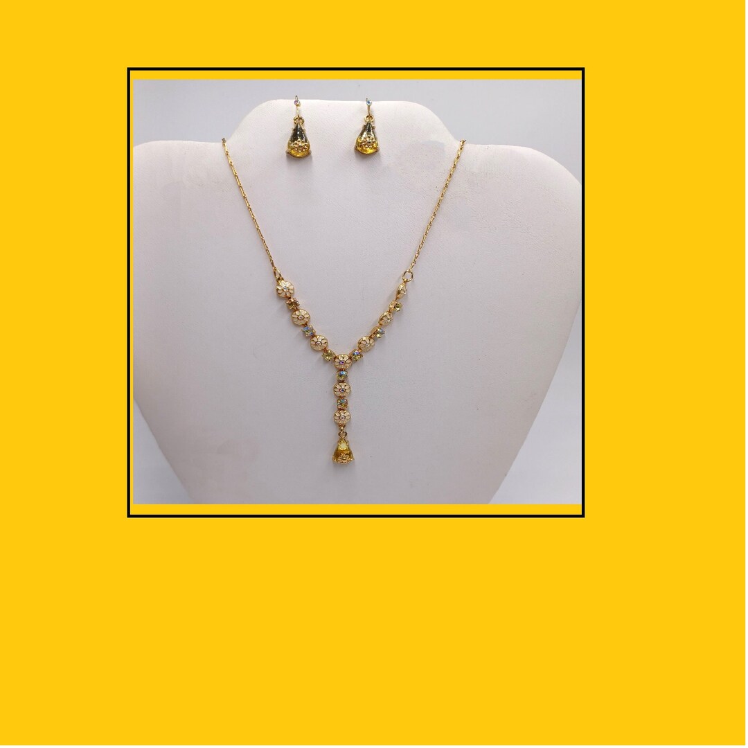 Vintage AVON Light Yellow and Aurora Borealis Rhinestones and - Etsy