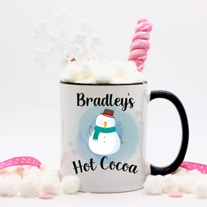 Personalized Snowman Hot Cocoa Mug for Kids |boy Snowman Hot Chocolate ...