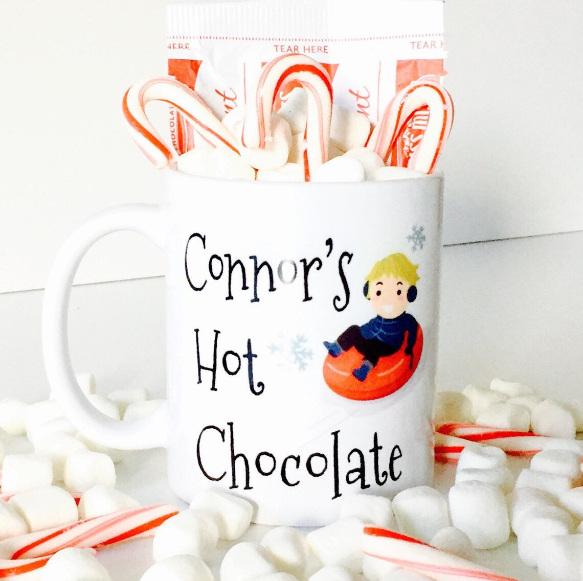 Personalized Hot Chocolate Mug for Kids Winter Themed Party - Etsy