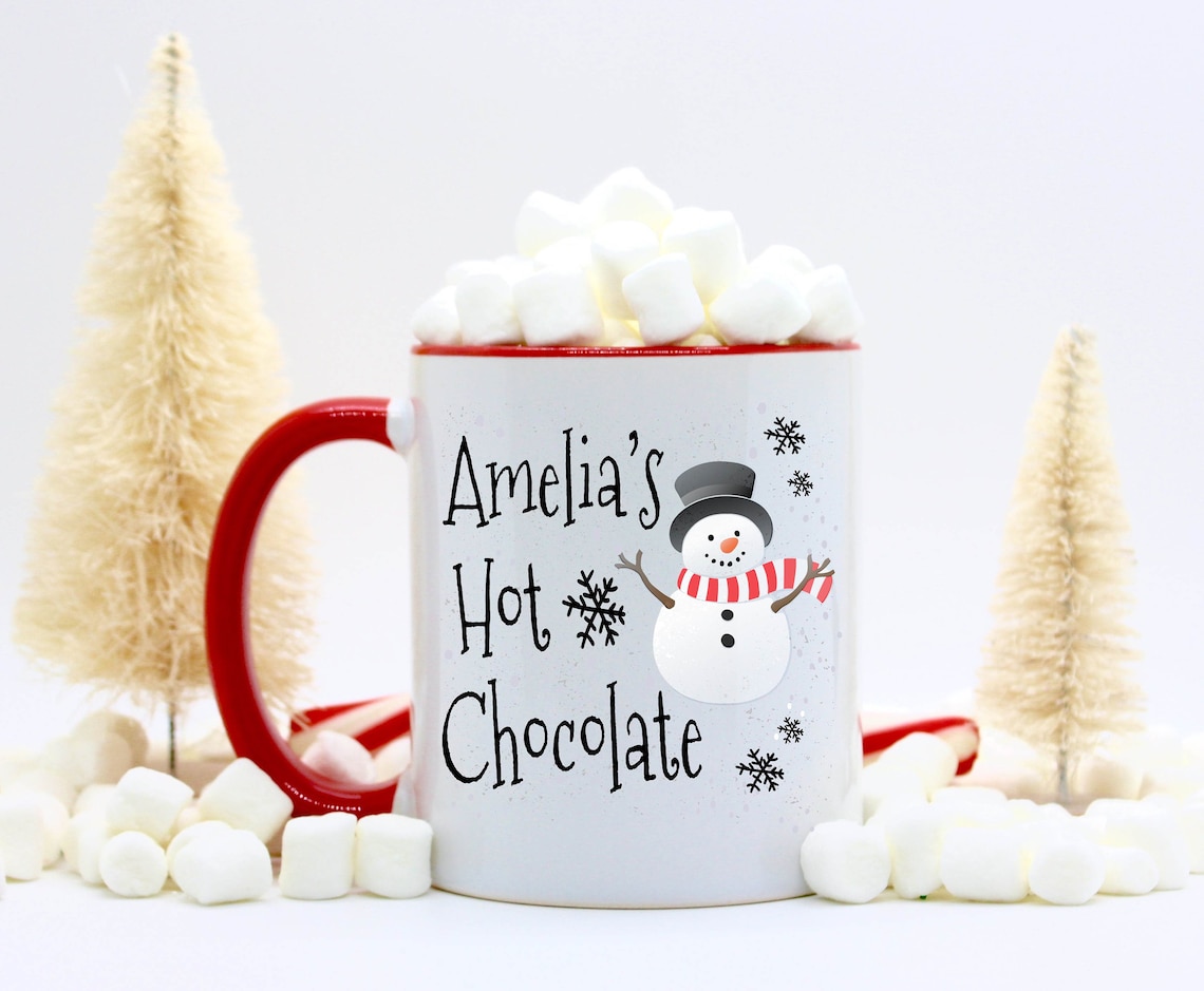 Hot Chocolate Mug With Snowman for Kids Christmas Hot Cocoa - Etsy