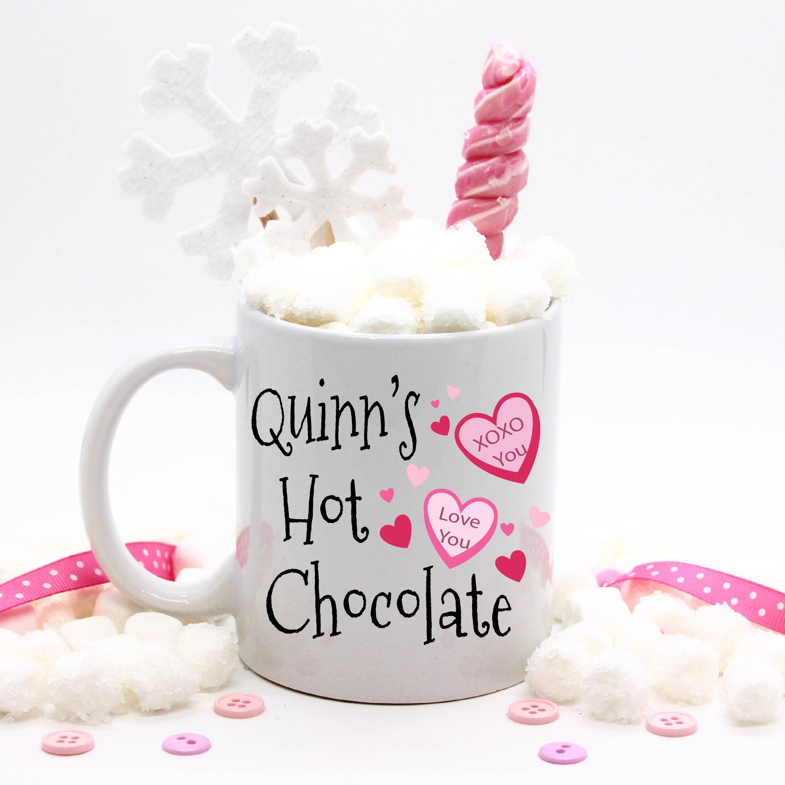 Personalized Candy Hearts Valentines Hot Chocolate Mug for Kids ...