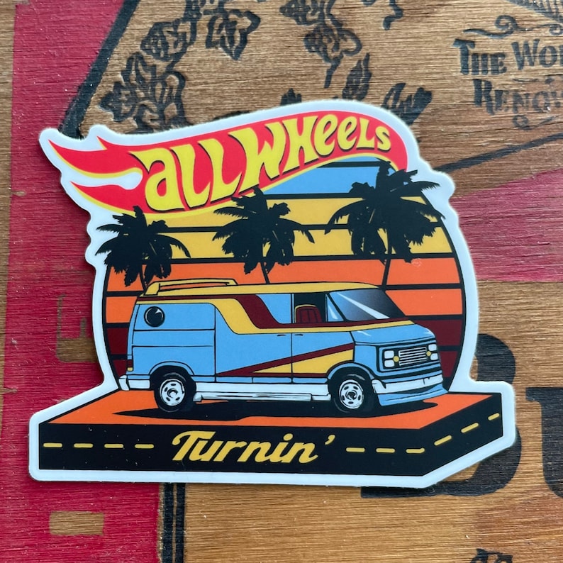 Eggy Band Inspired All Wheels Turnin' - Retro Van Sticker / Slap ...