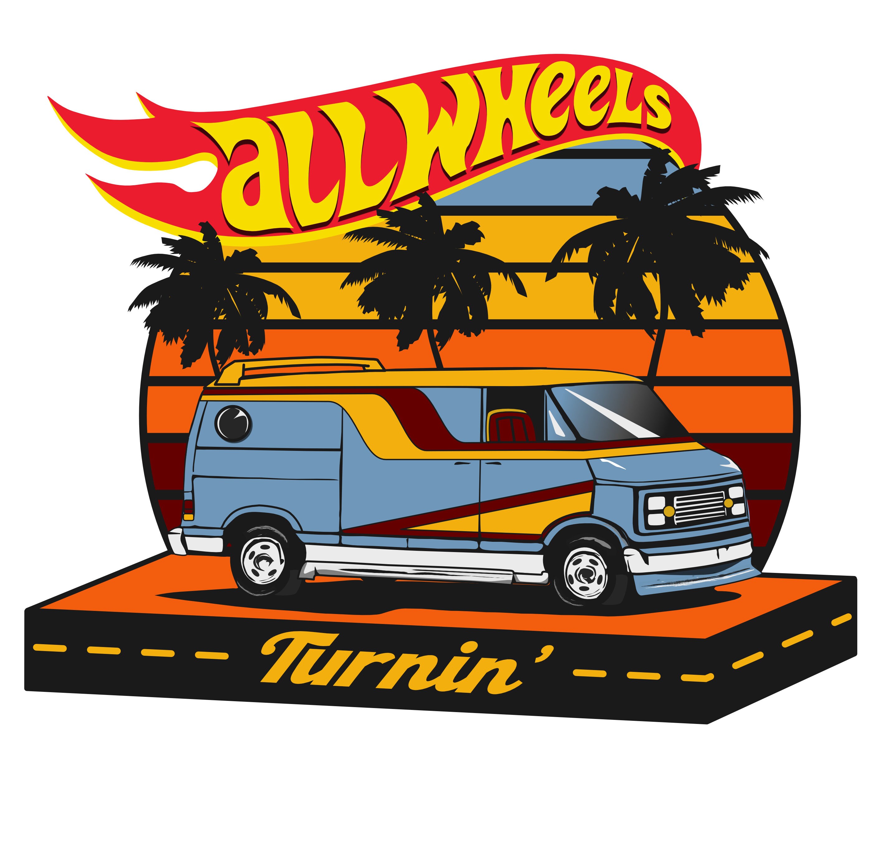 Eggy Band Inspired All Wheels Turnin' - Retro Van Sticker / Slap ...