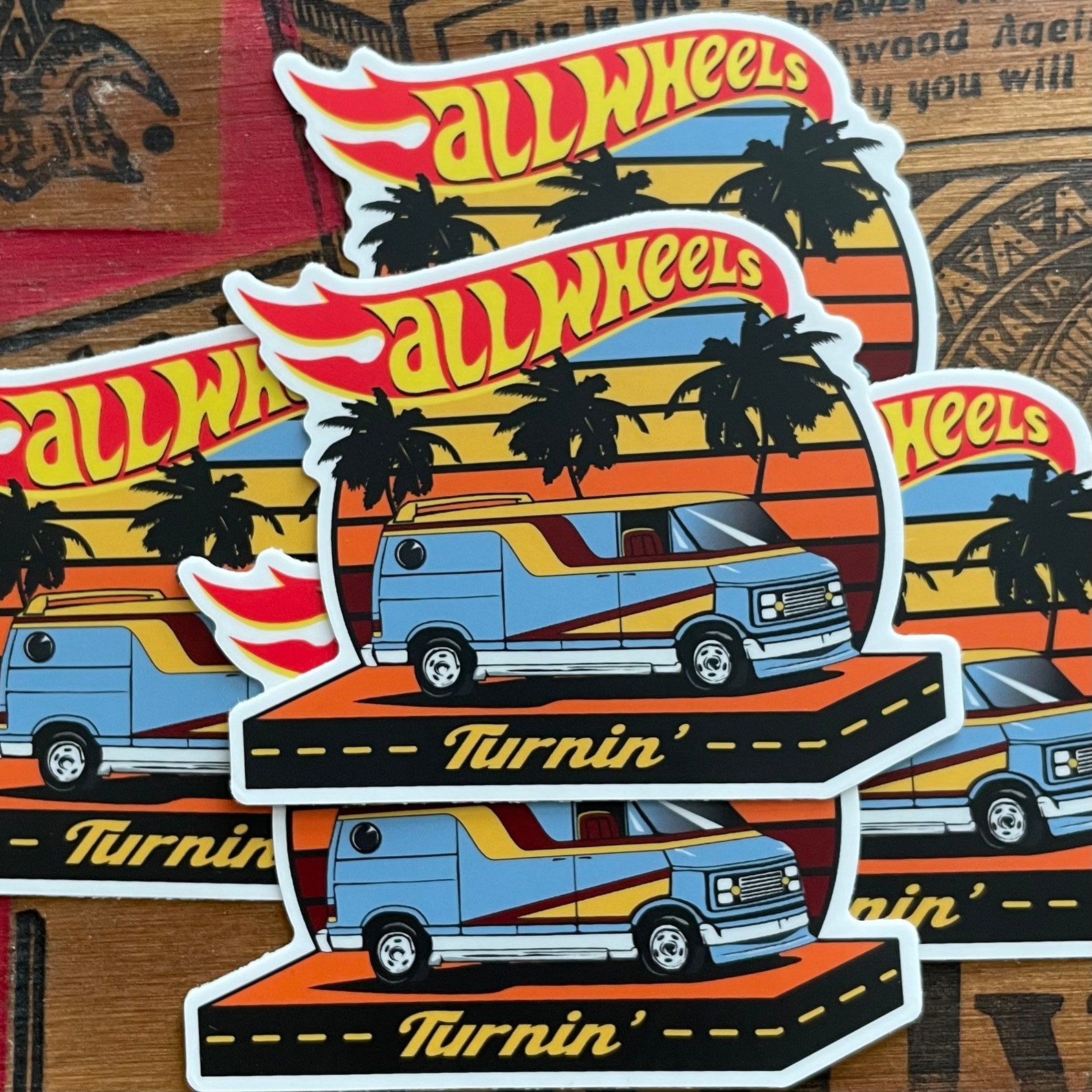 Eggy Band Inspired All Wheels Turnin' - Retro Van Sticker / Slap ...