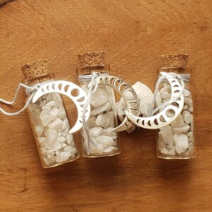 Moonstone Chips, Bottled Gemstones, Mini Gemstones, Moon Phase Charm ...