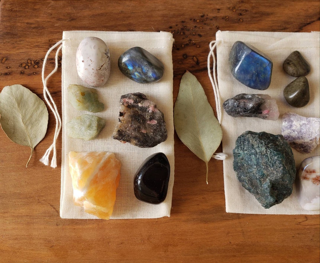 Assorted Crystals, Raw Crystals, Tumbled Crystals, Crystal Pouch ...