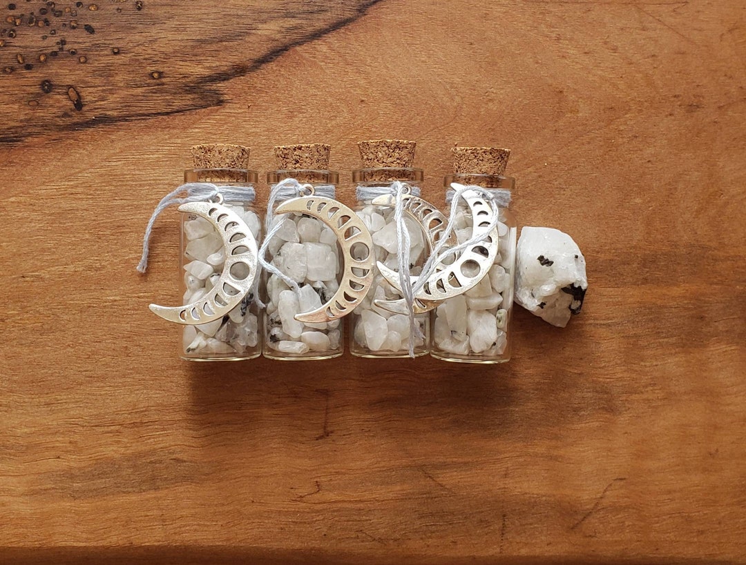 Moonstone Chips, Bottled Gemstones, Mini Gemstones, Moon Phase Charm ...