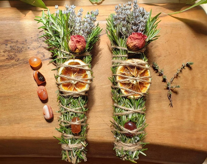 REFRESH Smoke Cleansing Wand, Thyme, Rosemary, Lavender, Rose, Orange ...