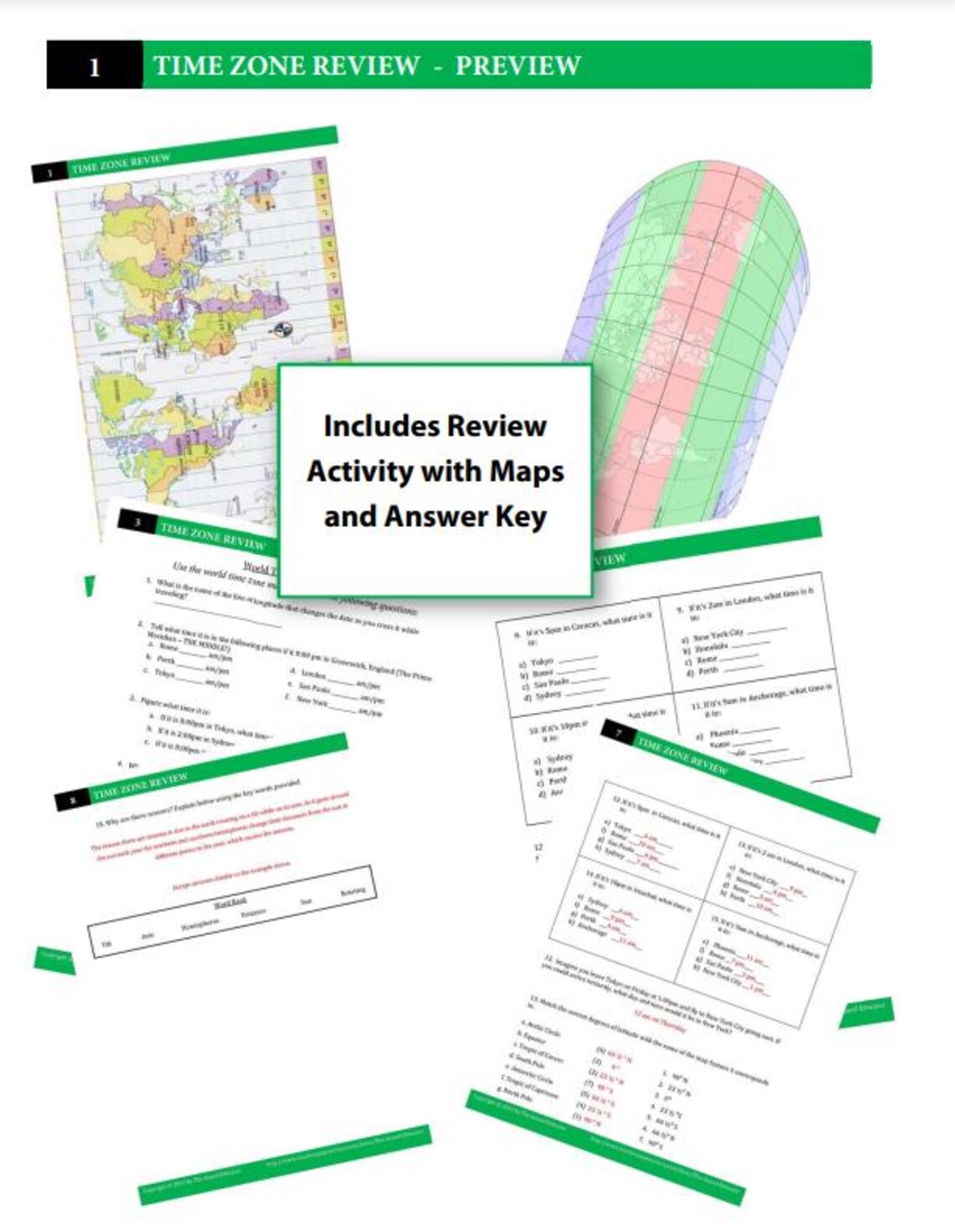 World Time Zones Activity - Fun & Educational Geography Worksheet for ...