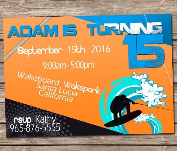 Wakeboarding Invitation Surfing Invitation Lake Birthday | Etsy