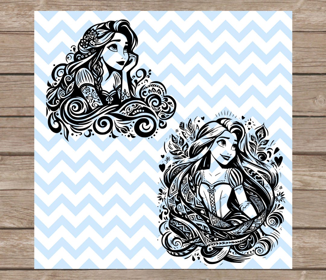 Princess Rapunzel Mandala SVG Bundle - Tangled Floral T-shirt PNG Files ...