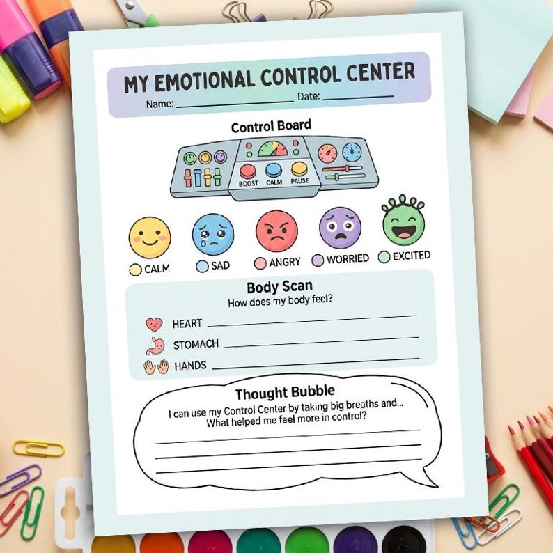Inside Out Feelings Check-in Worksheet | Kids Mental Health Activity ...