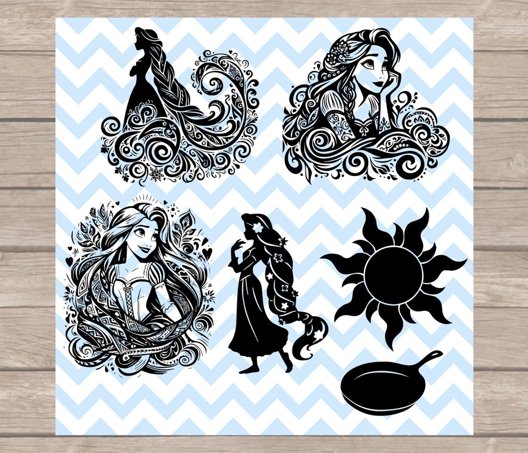 Rapunzel Princess SVG Bundle Pack - Tangled Clipart PNG, Fairy Tale ...