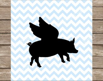 Flying Pig Silhouette SVG Svg Dxf Cricut Silhouette Cut - Etsy