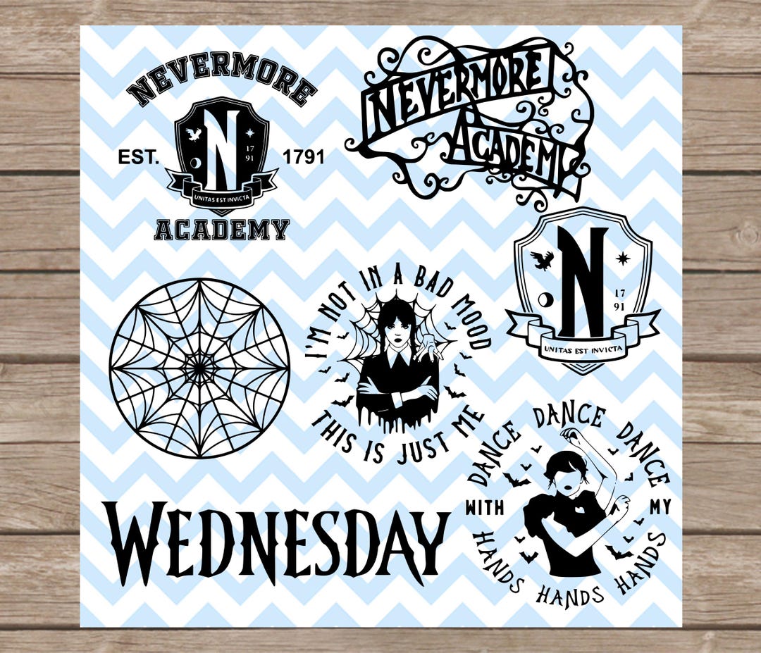 Nevermore Academy Logo SVG Bundle Spooky Wednesday Addams Halloween SVG ...