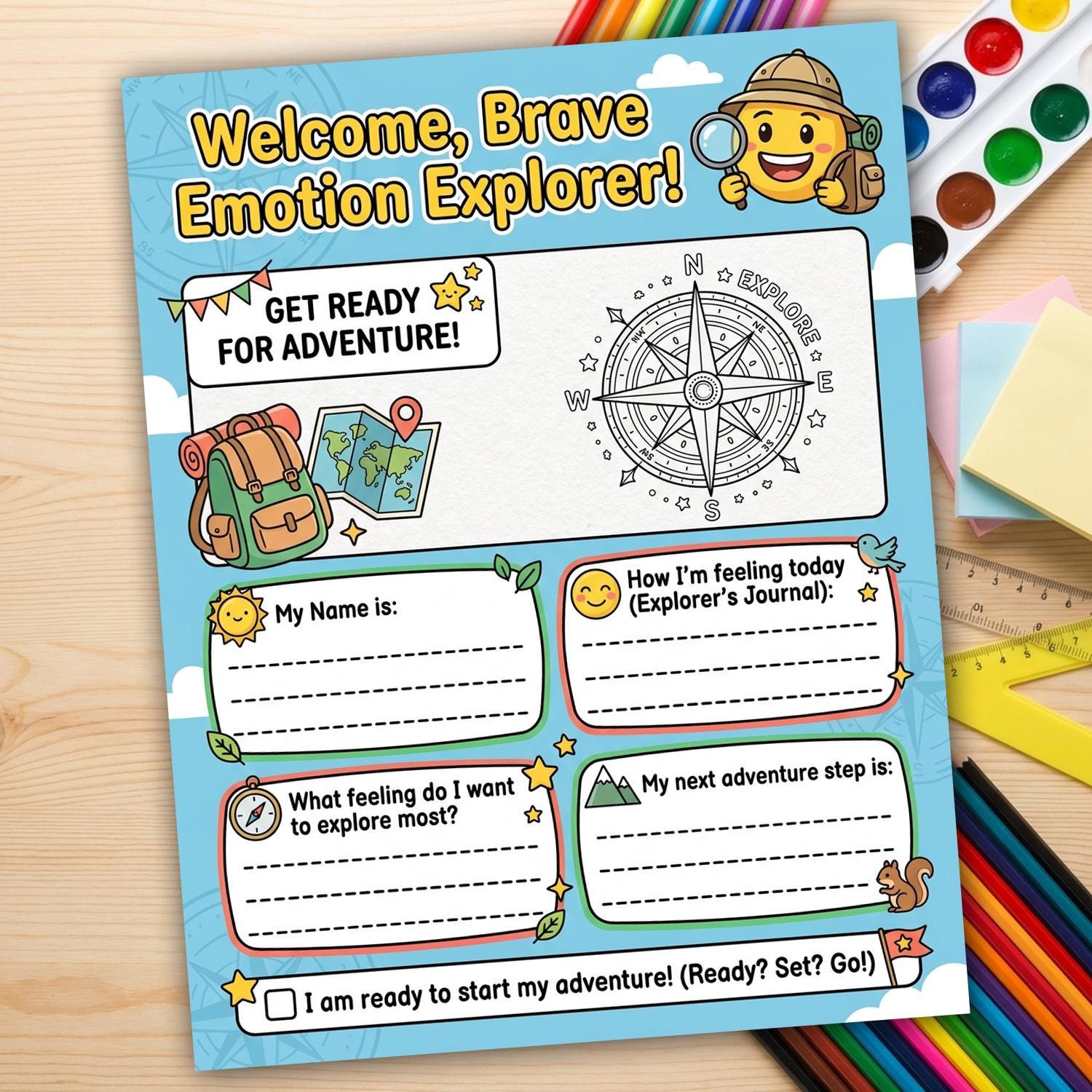 Emotion Explorer Worksheet for Kids | Feelings Adventure Journal | SEL ...