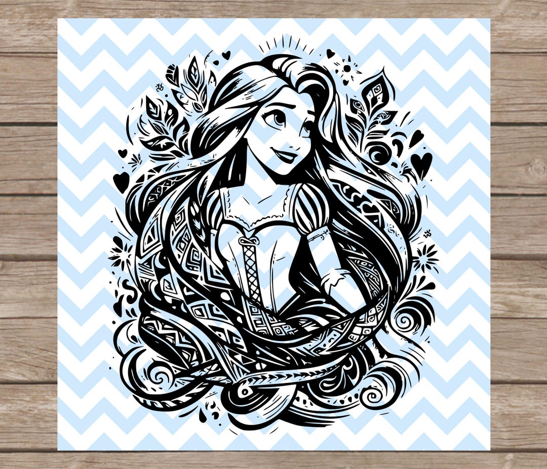 Princess Rapunzel Mandala SVG Cut File Tangled Floral Tshirt PNG File ...