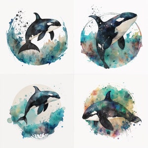 Vintage Orca Watercolor Clipart Bundle - Instant Download for Crafts ...