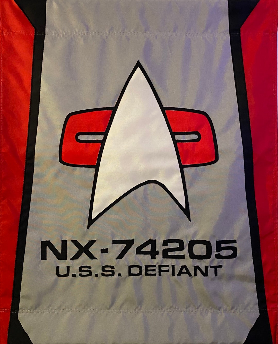USS Defiant NX-74205 24 X 30 Sewn Appliqué Nylon Wall Banner Two Colors ...