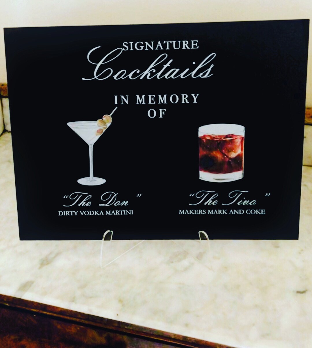 In Memory - Signature Cocktail Menu - Etsy