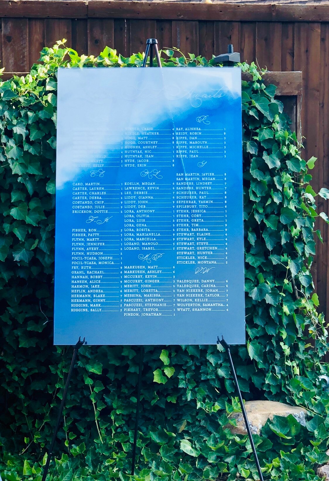 Ombre Painted Acrylic Seating Chart Printed Clear Acrylic - Etsy