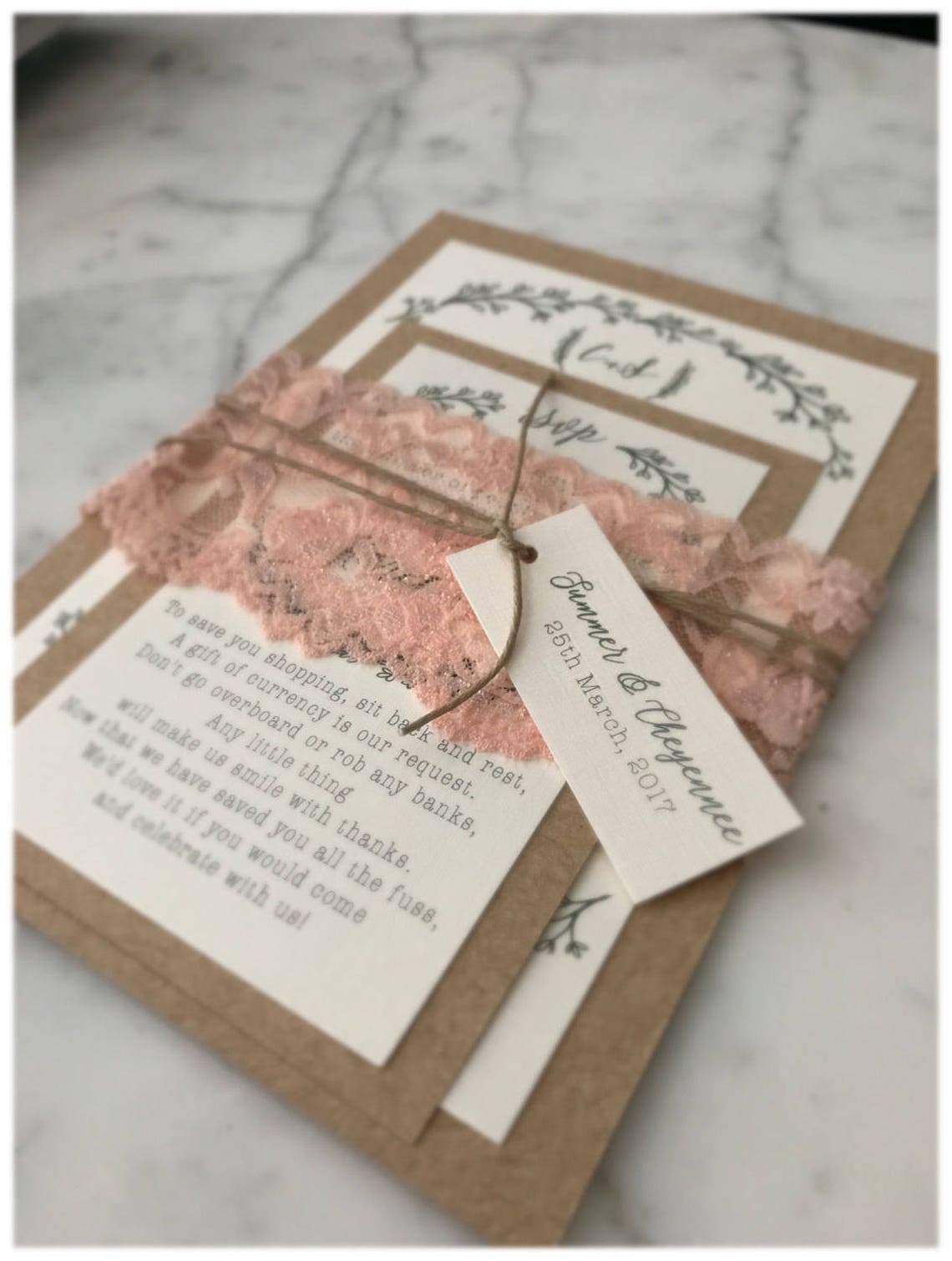 Lace Romantic Rustic Wedding Invitation - Etsy
