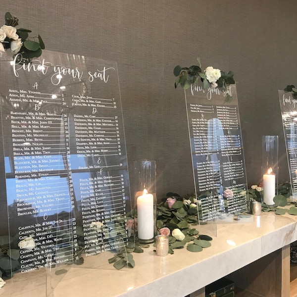 Acrylic Wedding Seating Chart - Etsy