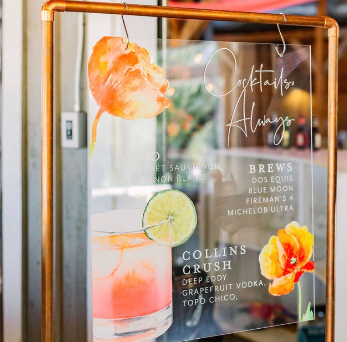 Custom Bar Menu Signature Cocktail Sign With Drink | Etsy UK