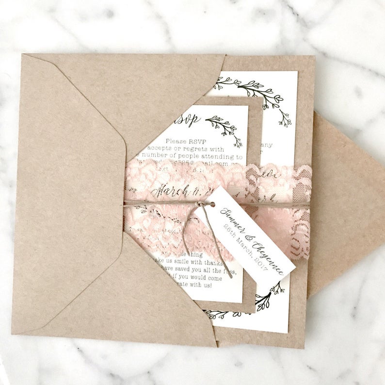 Lace Romantic Rustic Wedding Invitation - Etsy