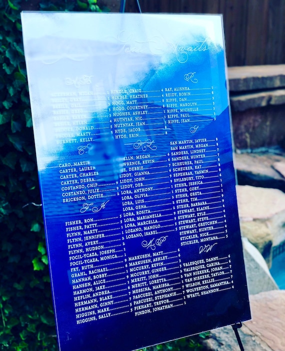 Ombre Painted Acrylic Seating Chart Printed Clear Acrylic - Etsy