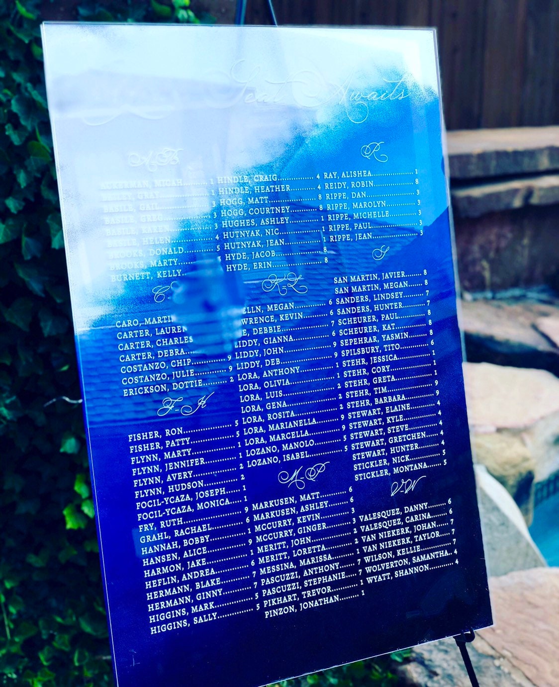 Ombre Painted Acrylic Seating Chart Printed Clear Acrylic - Etsy