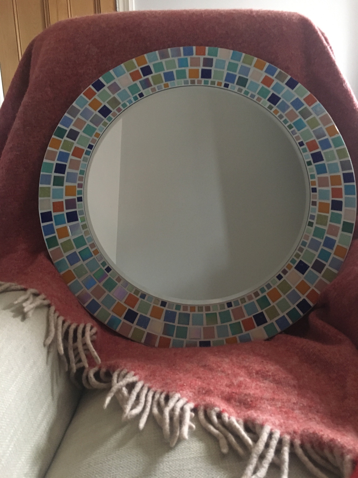 Patchwork Pattern Mosaic Mirror round colourful MADE TO | Etsy