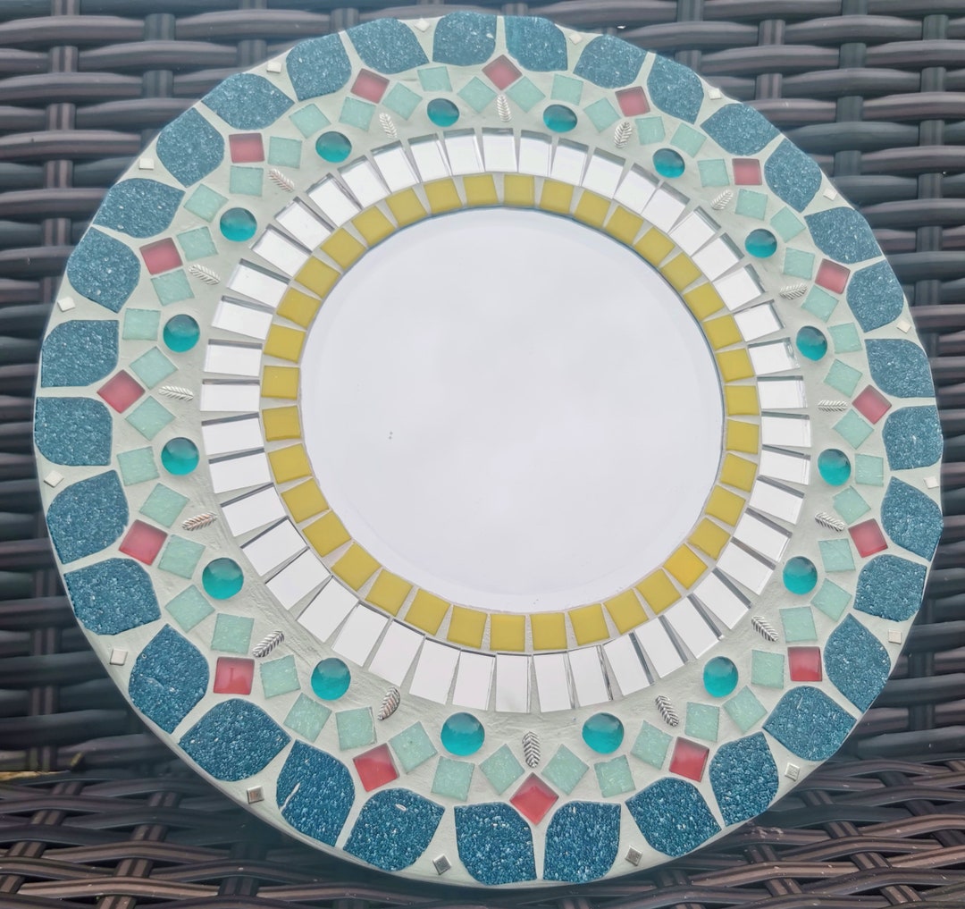 Mosaic Mirror Kit, 'flowers' 25cm Diameter - Etsy