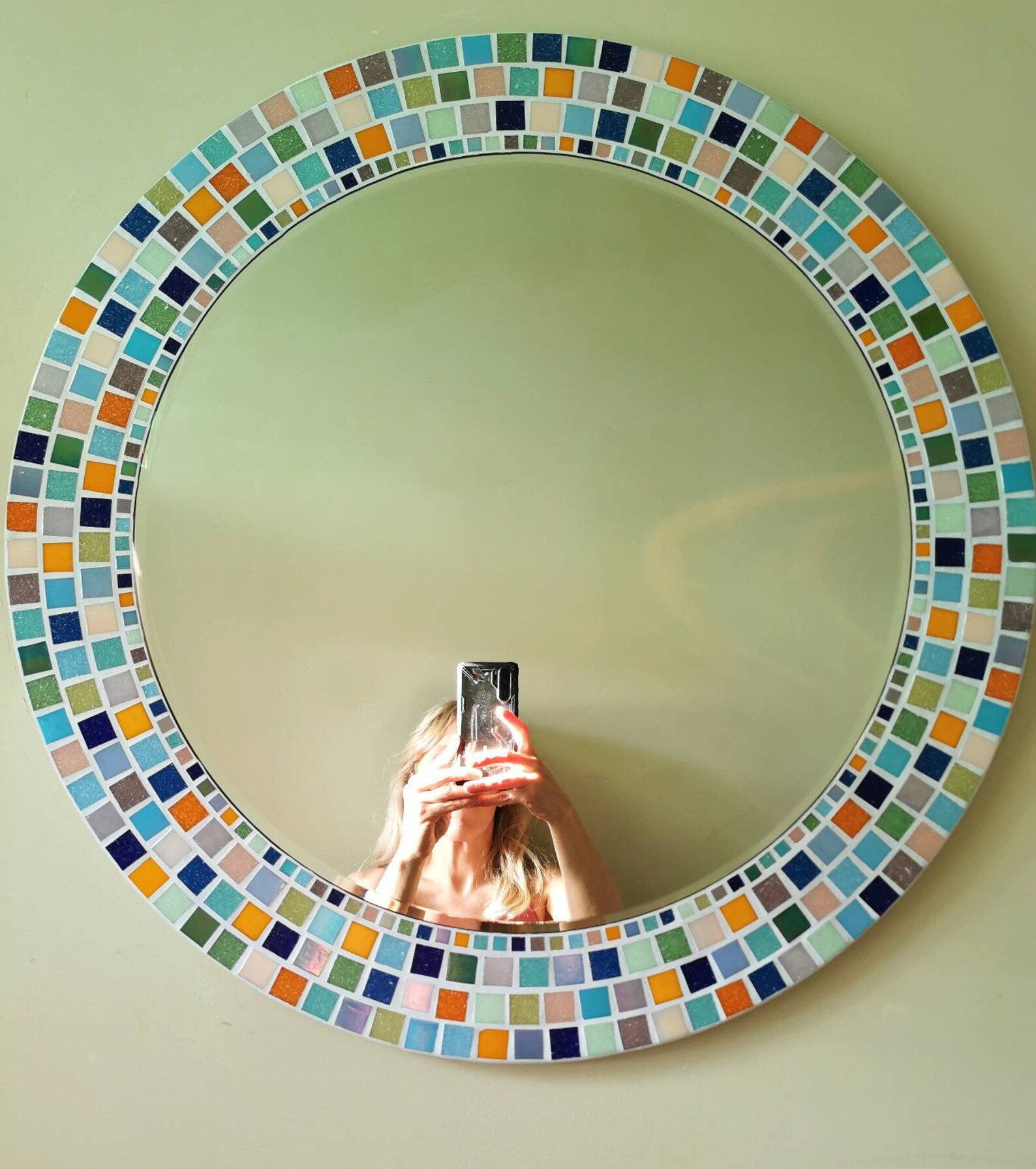 Patchwork Pattern Mosaic Mirror Round Vibrant Wall Mirror - Etsy