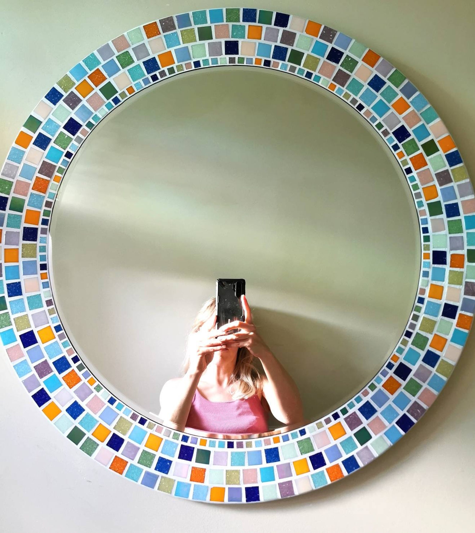 Patchwork Pattern Mosaic Mirror Round Vibrant Wall Mirror - Etsy