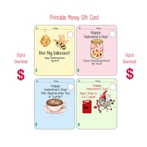 Printable Money Gift Cards, Valentine's Day Gift, Money Card, Teacher ...