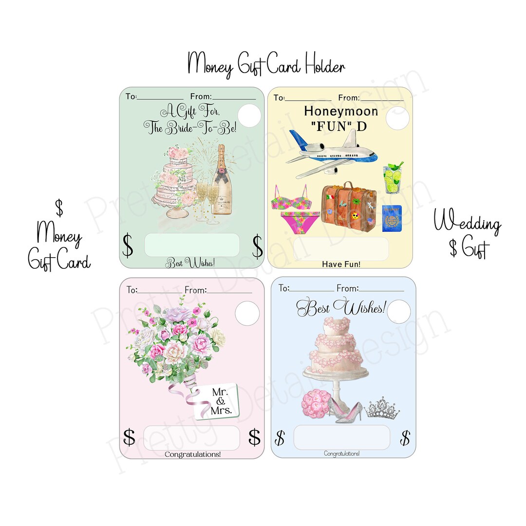 Printable Wedding Money Cards, Wedding Shower Gift Card, Money Card ...