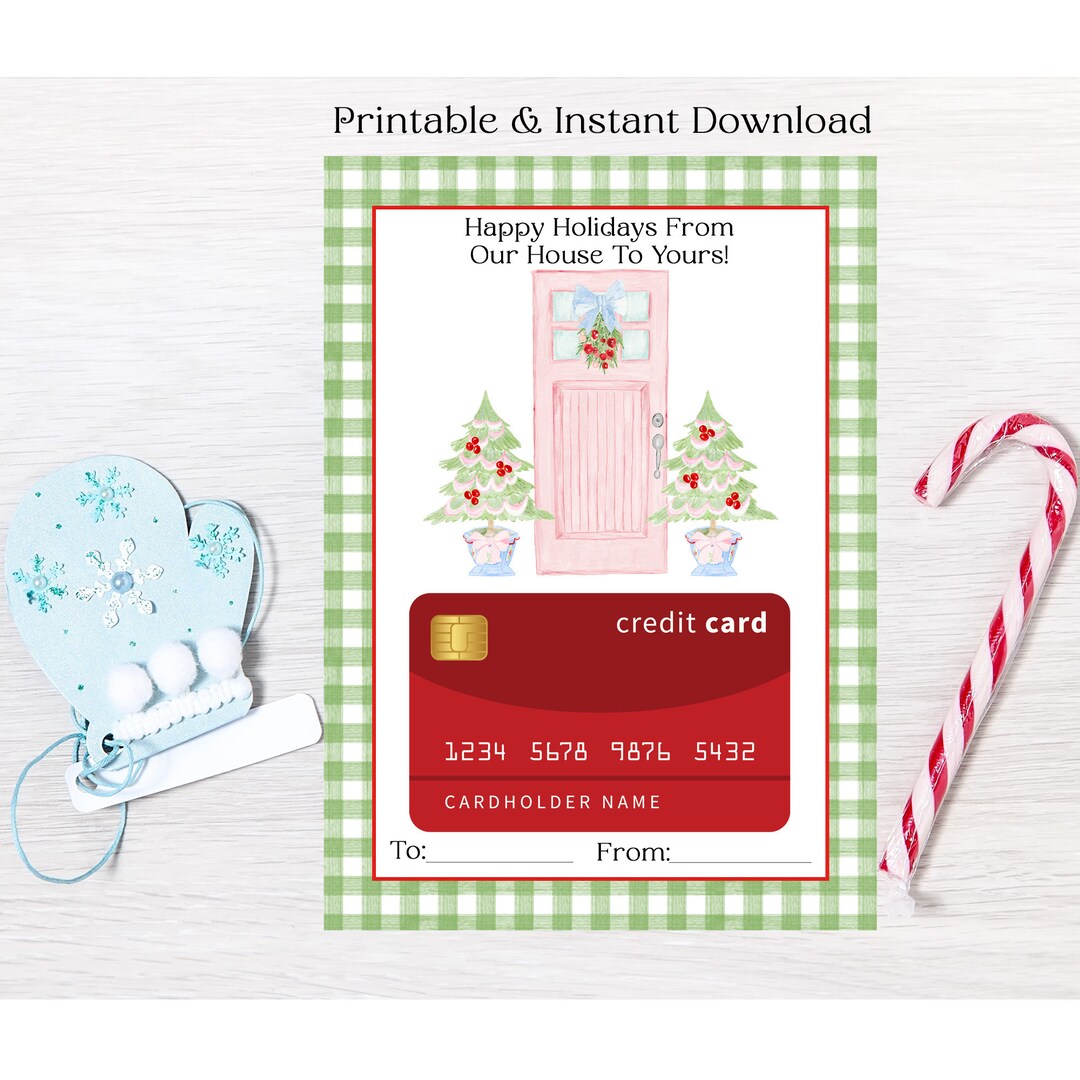 Printable Christmas Gift Card Holder, Pink and Green Holiday Gift Card ...