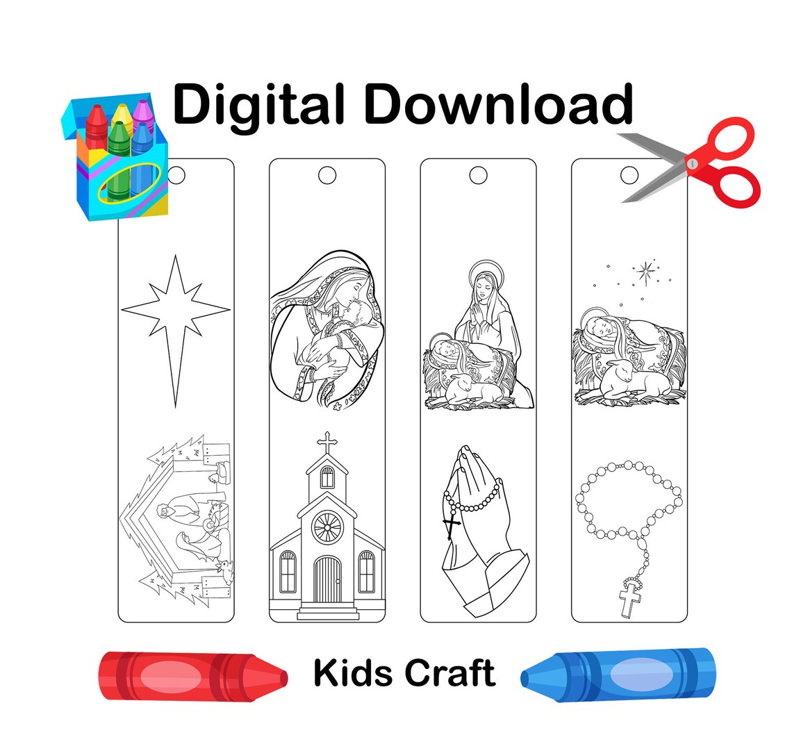 PRINTABLE Color Your Own Bookmarks Nativity Coloring Page - Etsy