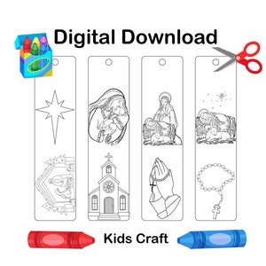 PRINTABLE Color Your Own Bookmarks, Nativity Coloring Page, Kids ...