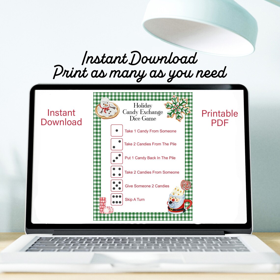 Printable Christmas Candy Exchange Dice Game Christmas Party - Etsy