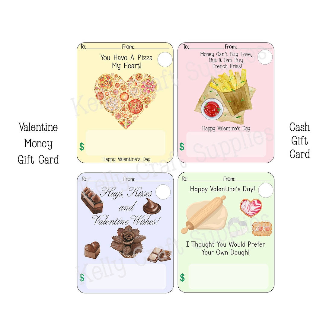 Printable Valentine Money Gift Cards, Gift Card Holder, Money Card ...