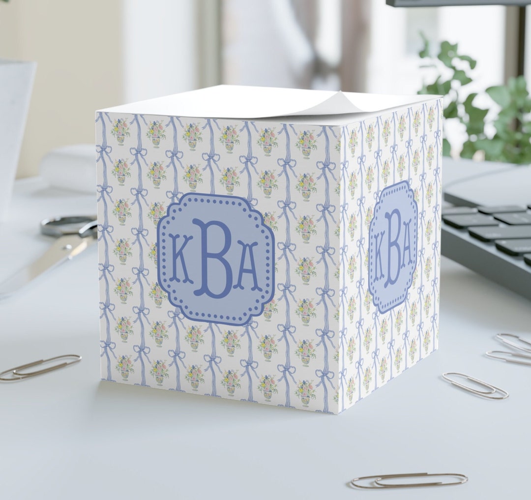 Personalized Note Cube, Monogrammed Stationery, Desk Accessory ...