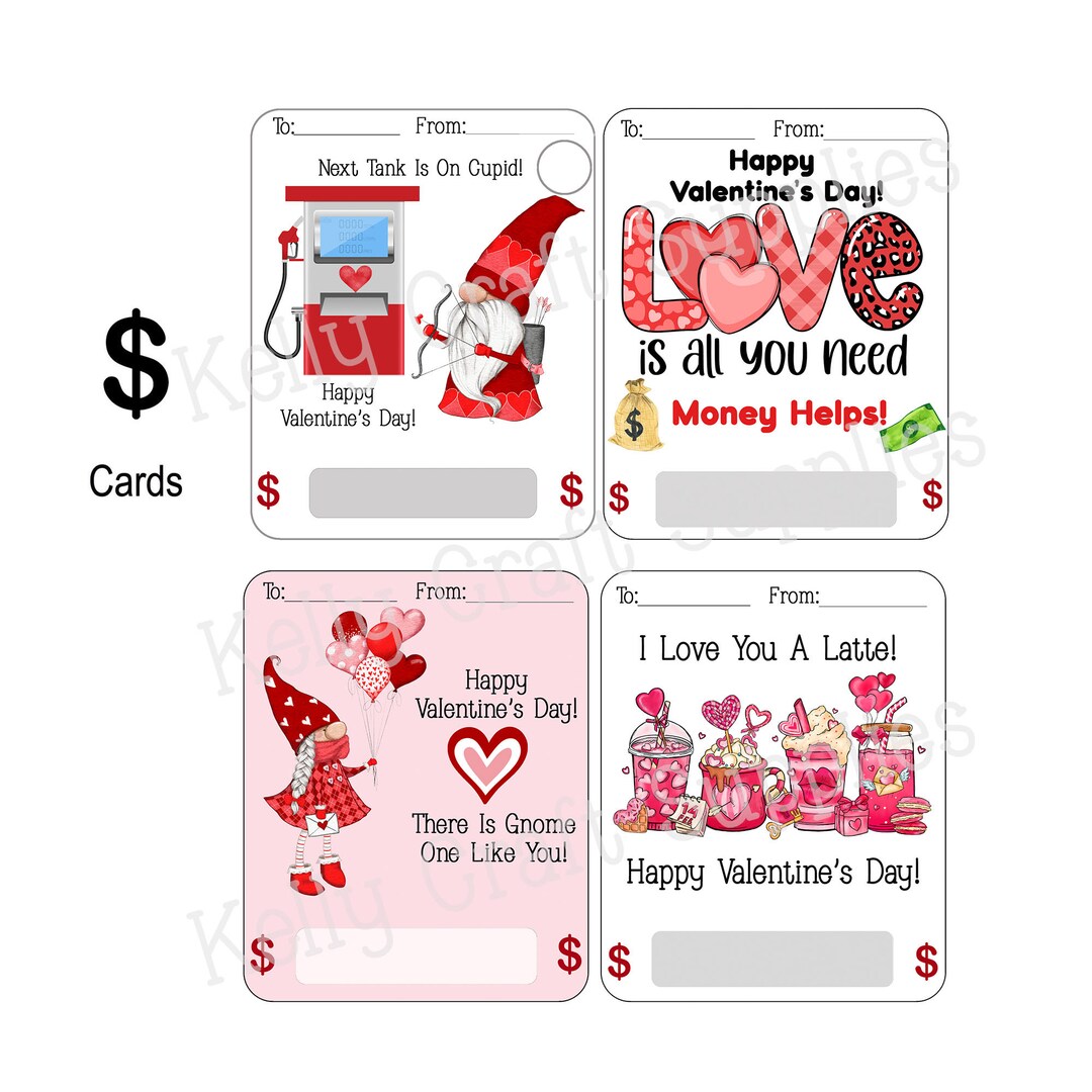 Printable Valentine Money Gift Cards, Gift Card Holder, Money Card ...