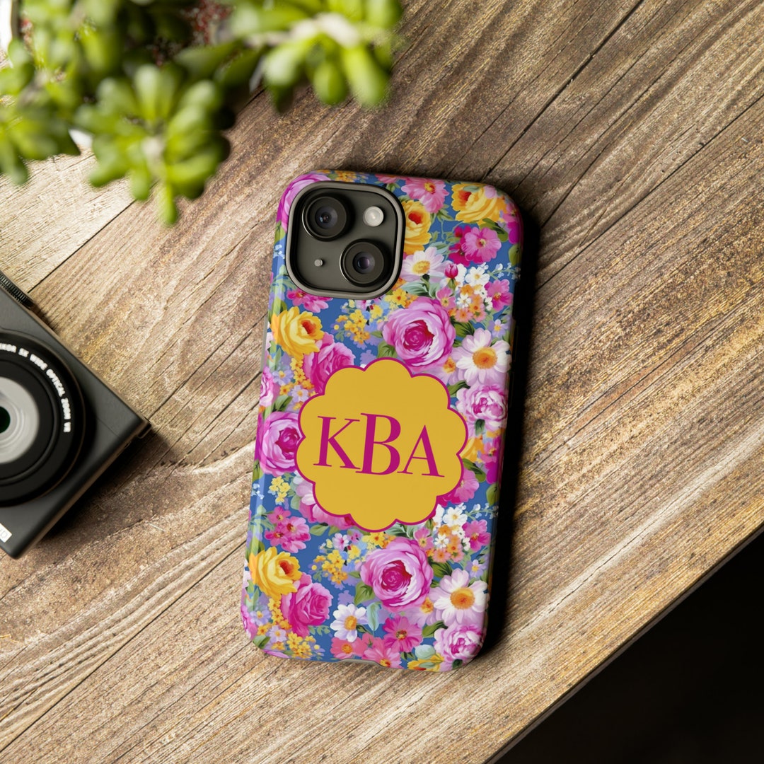 Personalized Cell Phone Case, Bright Floral Monogrammed Cell Cases, Smartphone Preppy Custom ...