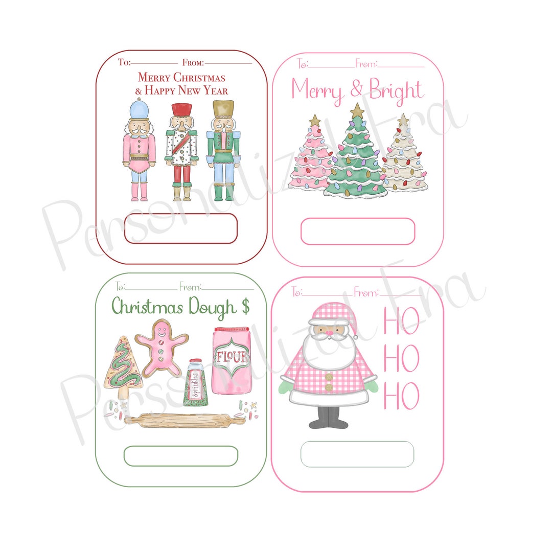 Printable Christmas Money Gift Cards, Preppy Holiday Cash Cards, Santa ...