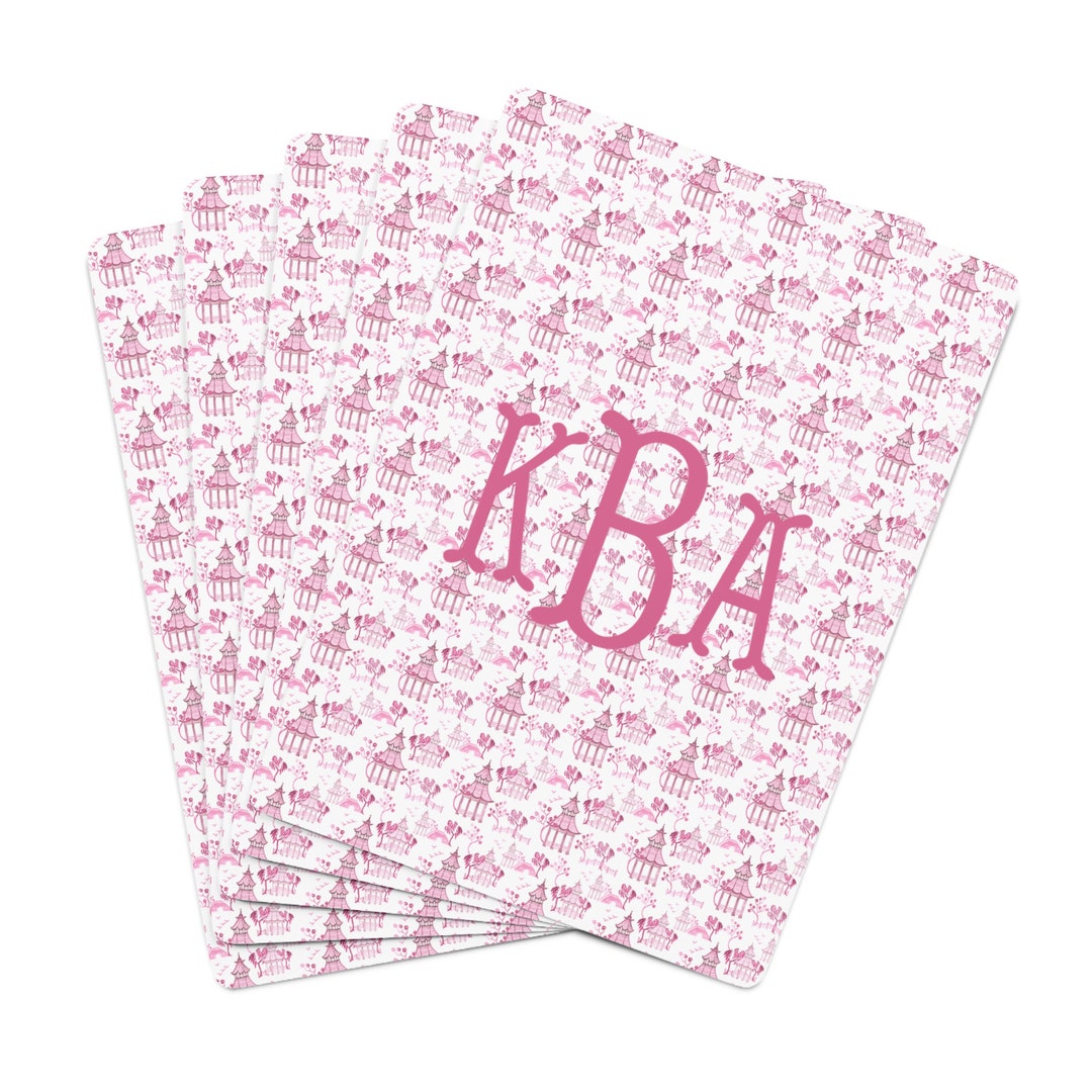 Personalized Pink and White Chinoiserie Playing Cards - Etsy