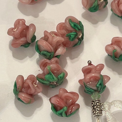 Pink Rosebud Beads for Jewelry Making Rose Beads Flower - Etsy