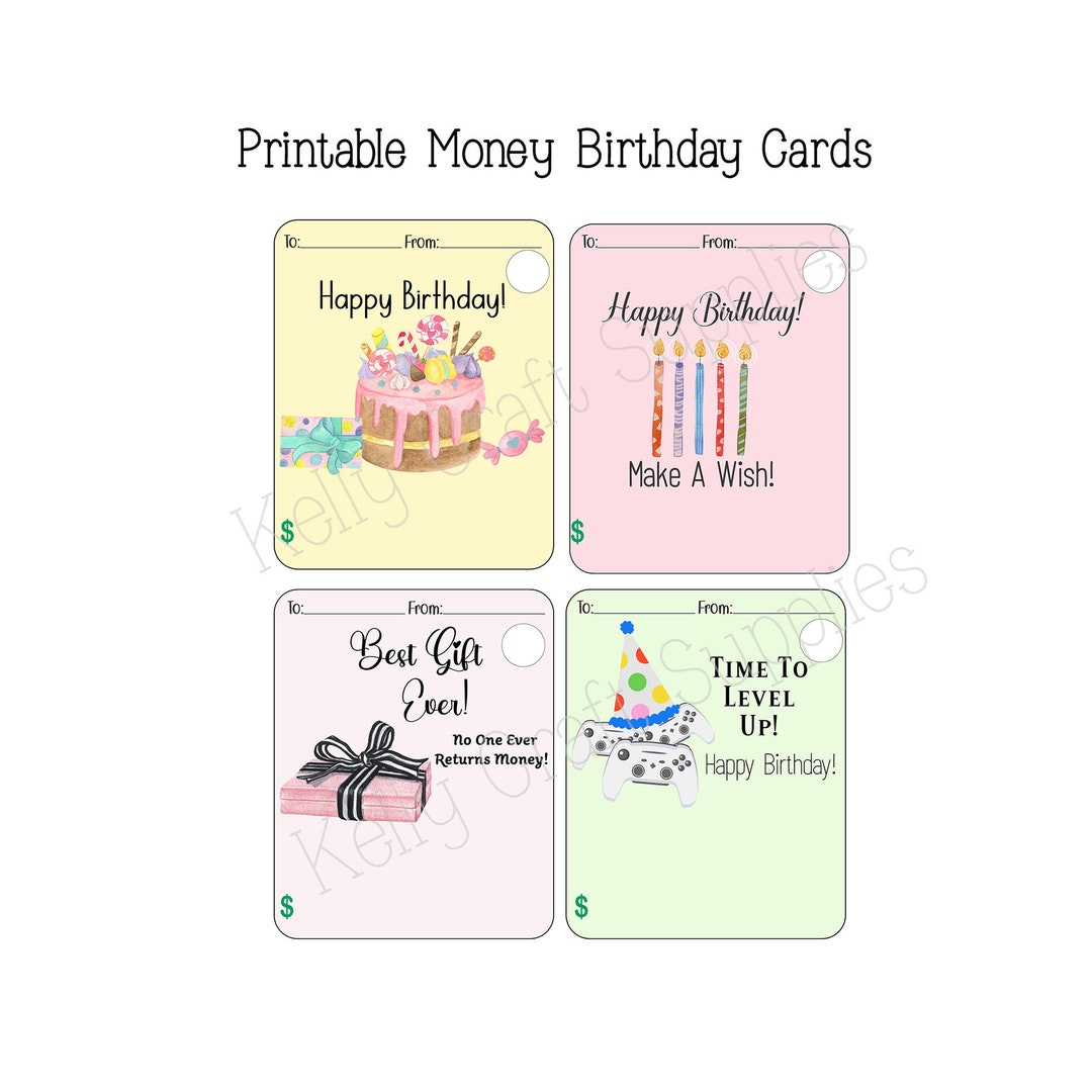 Happy Birthday Money Card Holders, Printable Money Cards, Birthday ...